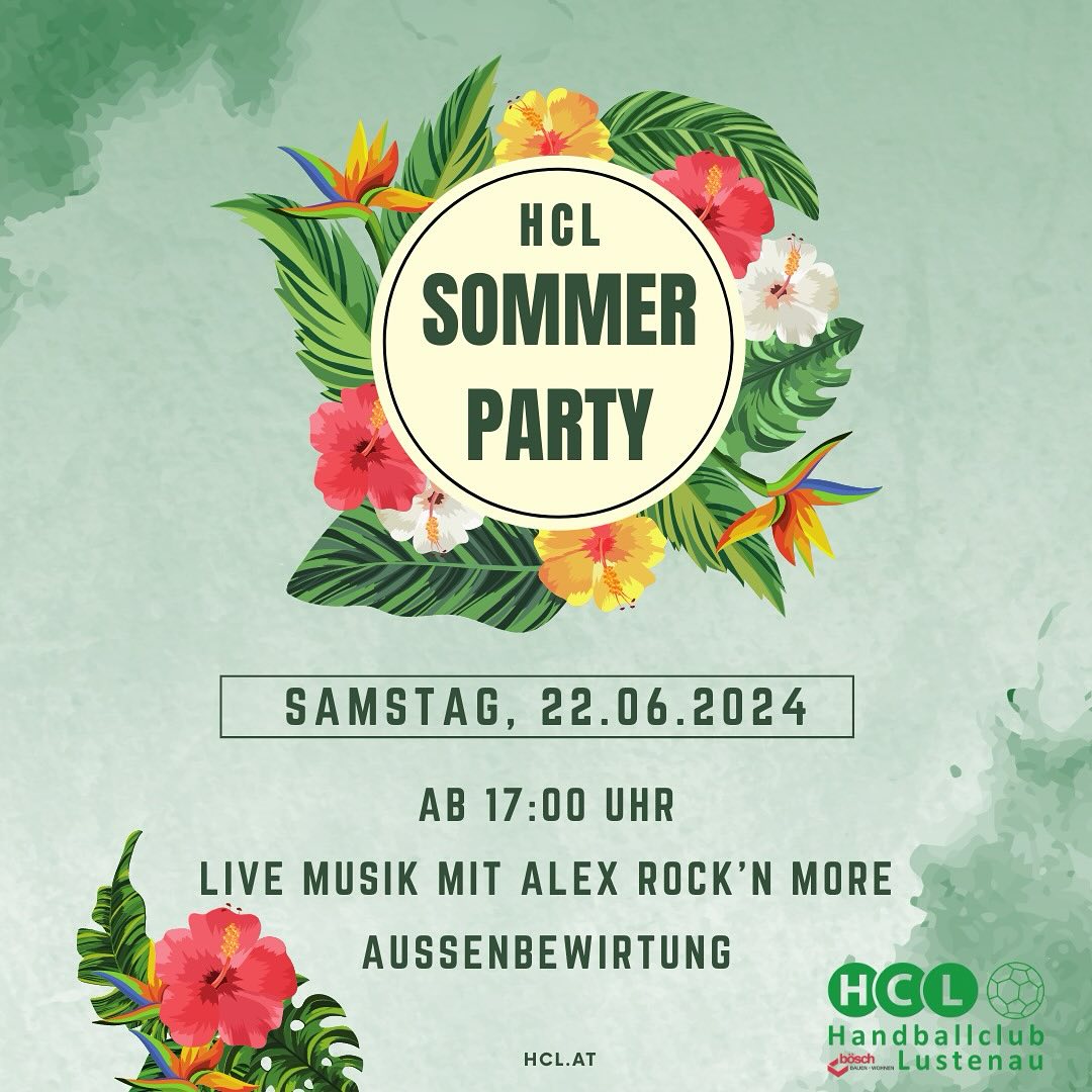 HCL SOMMERPARTY AM 22. JUNI 2024 – Handballclub Lustenau